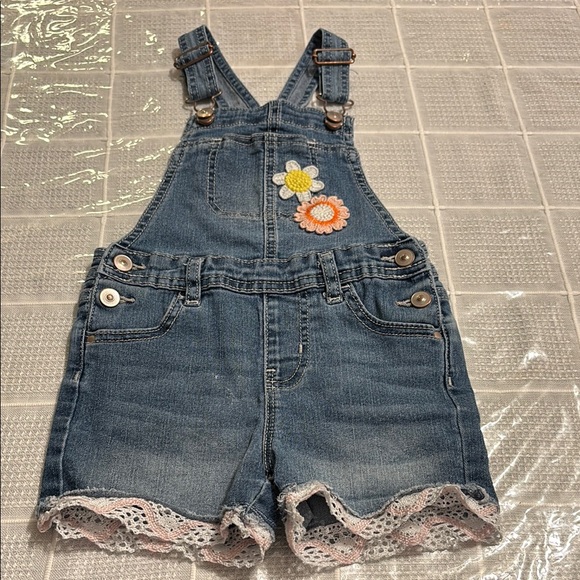 wonder nation | Bottoms | Denim Kids Overalls With Floral Embroidery ...